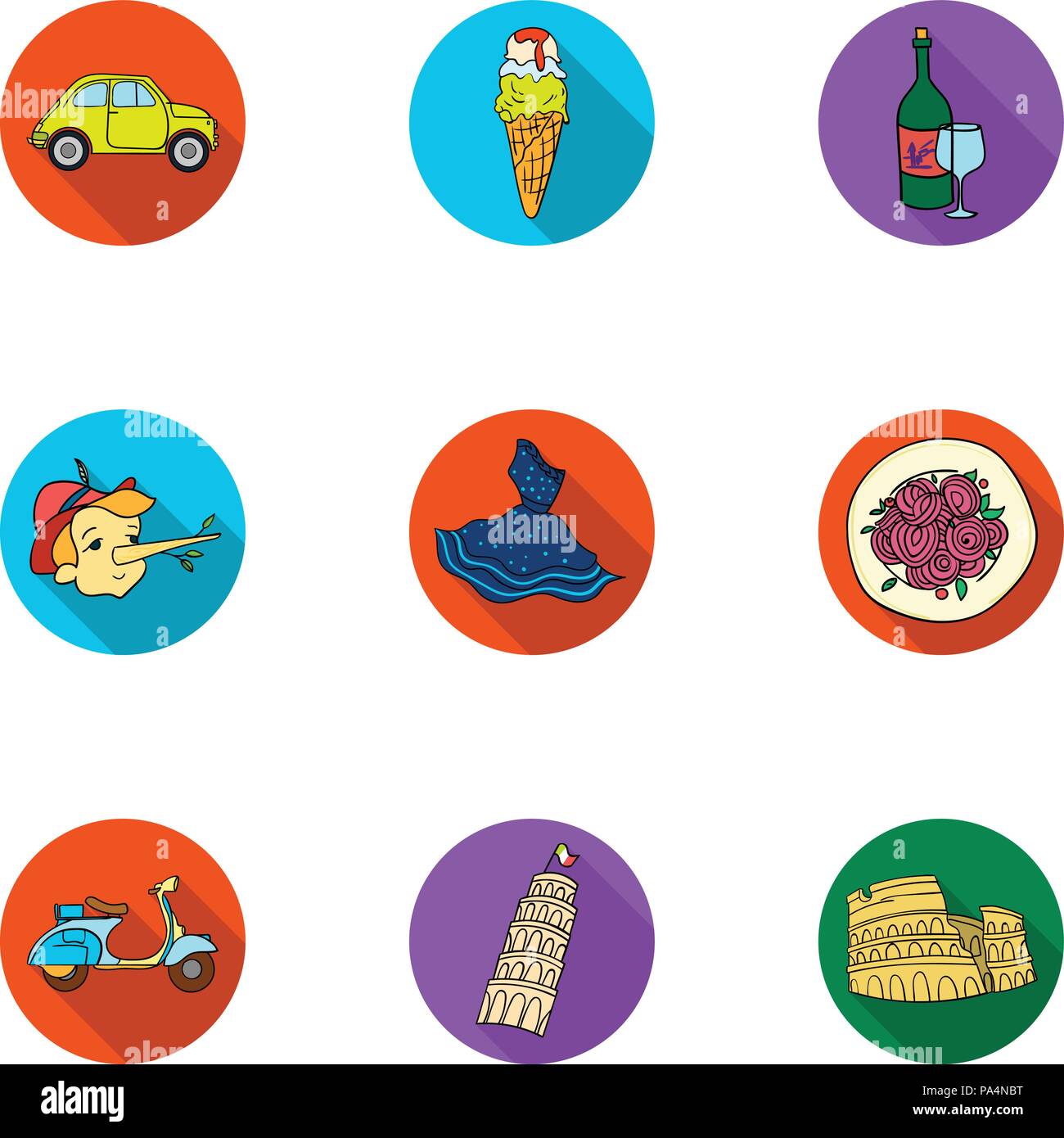 Italy country set icons in flat design. Big collection of Italy country ...