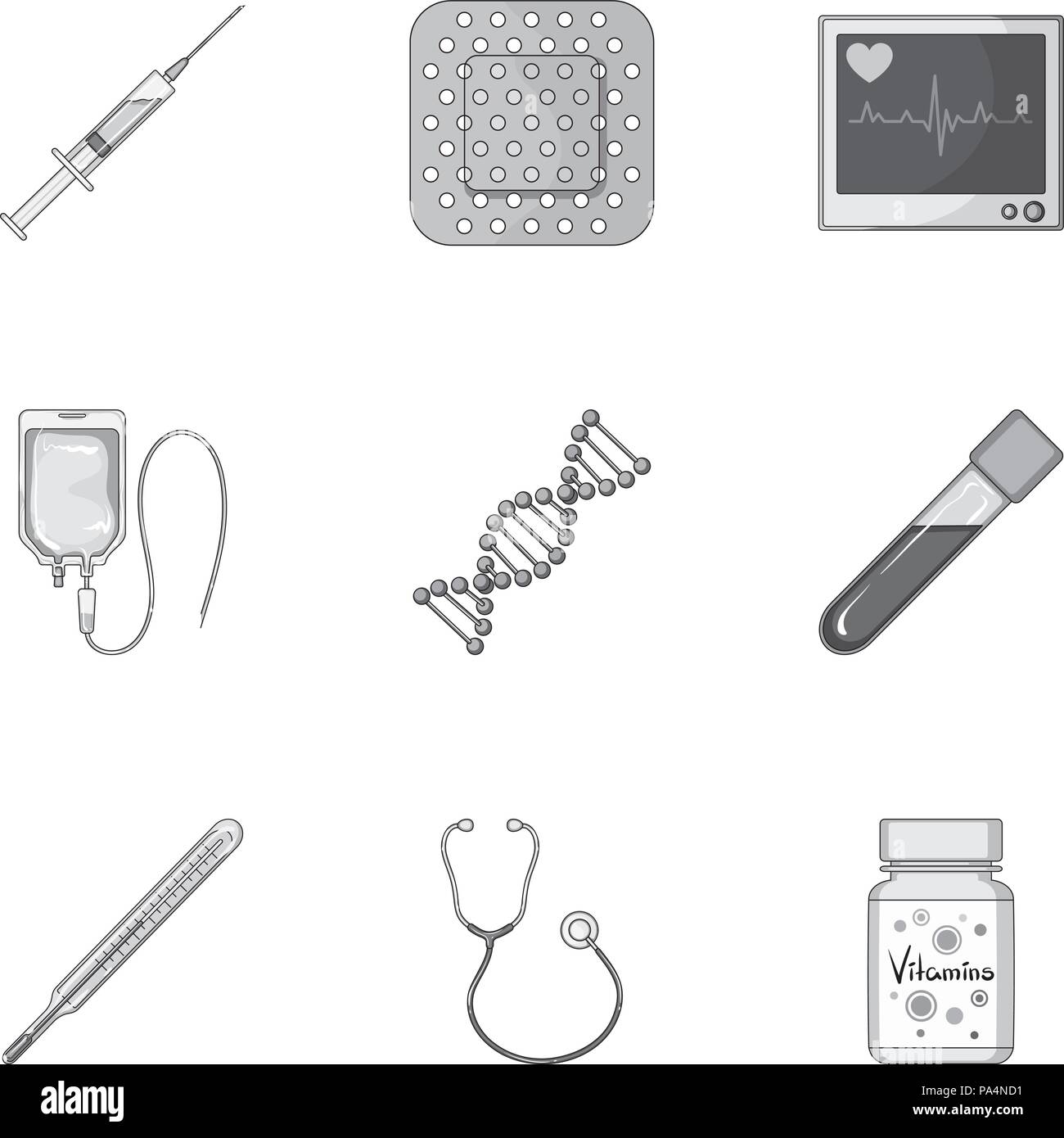 Medicine and treatment monochrome icons in set collection for design ...
