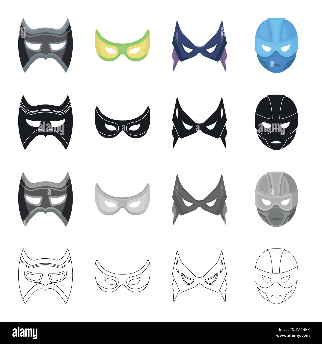 Mask, cinematography, cartoons and other icon in cartoon style.Hero ...