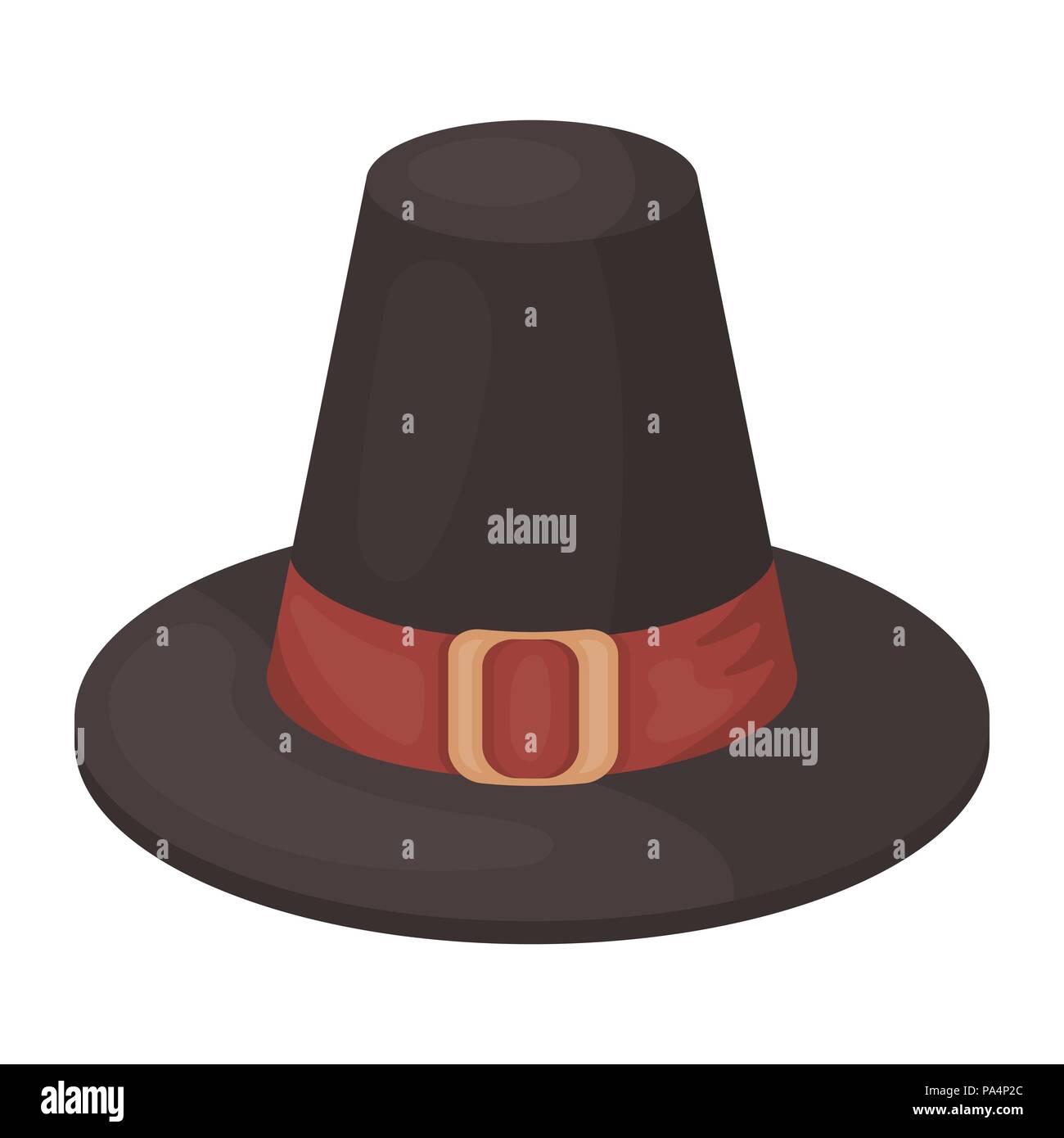 Pilgrim hat icon in cartoon style isolated on white background ...