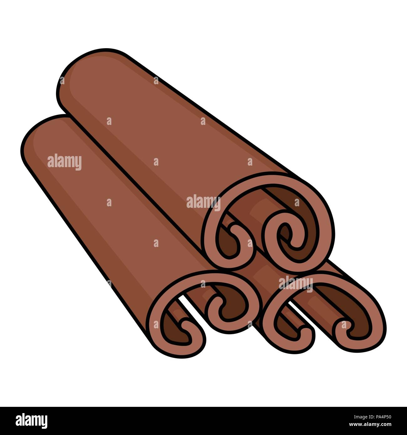 Cinnamon icon in cartoon style isolated on white background. Herb an ...