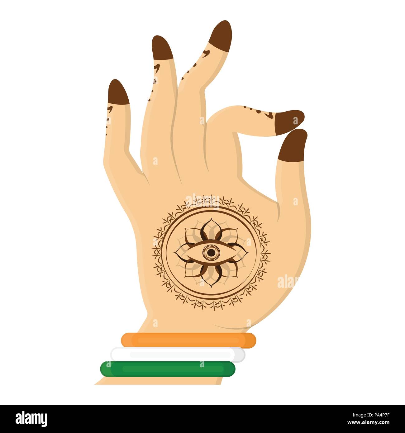 Mudra icon in cartoon style isolated on white background. India symbol ...