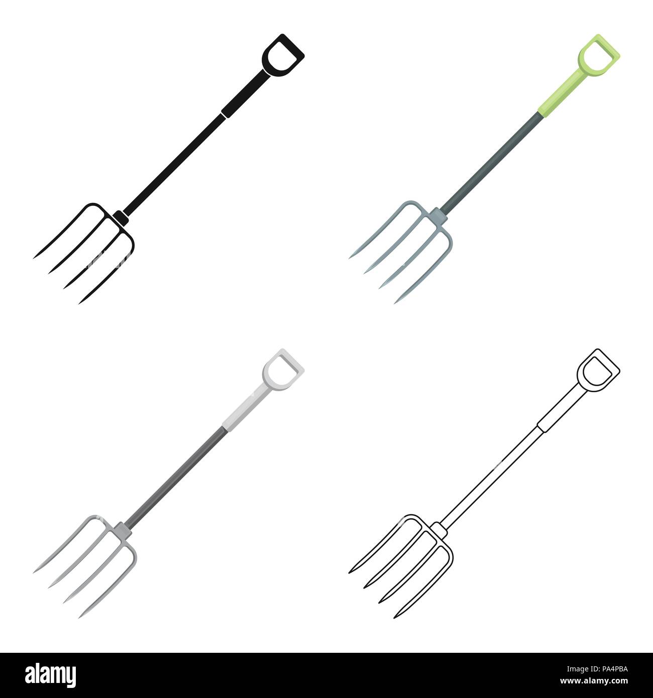 Metal garden forks with plastic handle for working with hay.Farm and ...