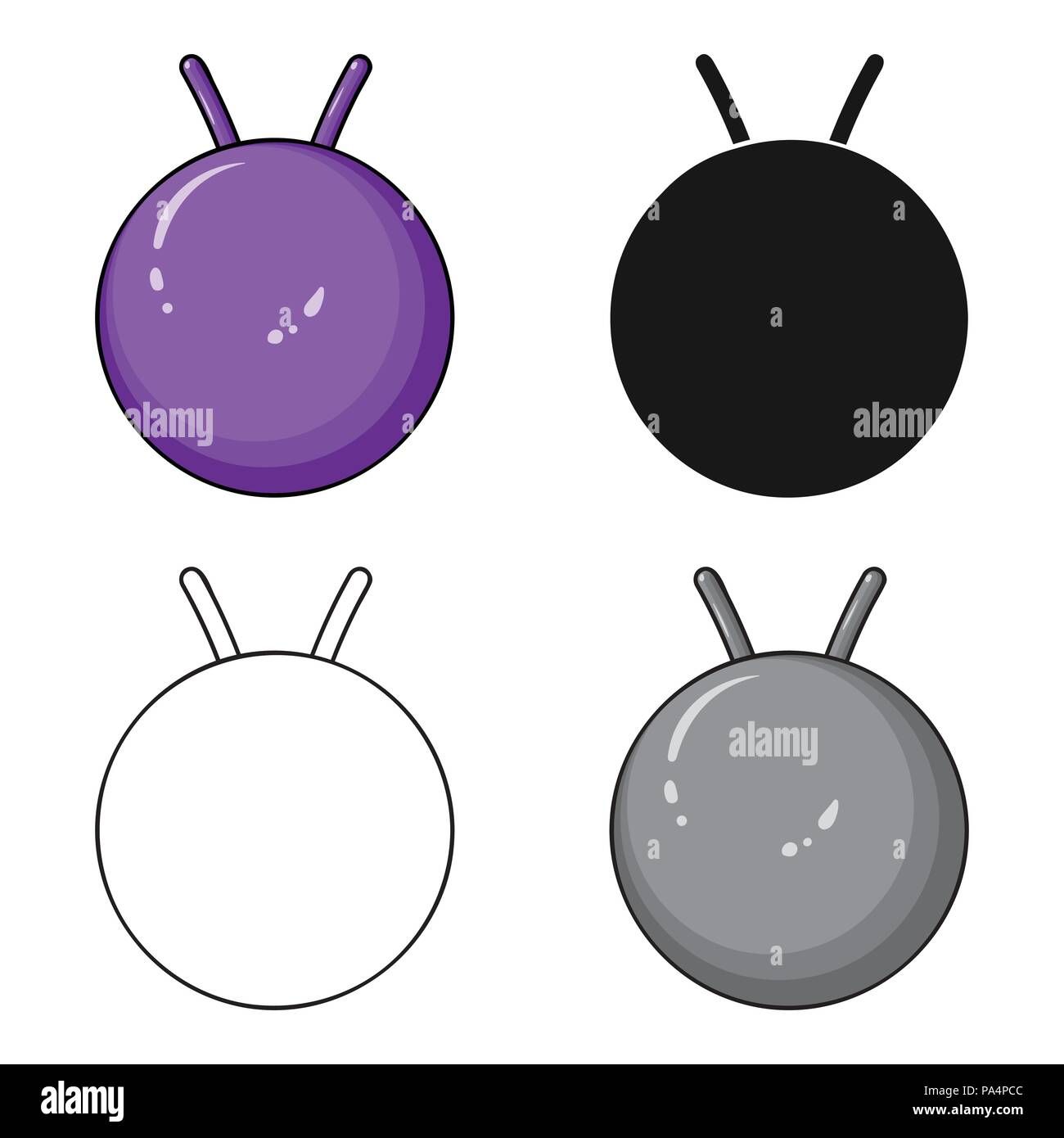 Fitness ball icon in cartoon style isolated on white background. Sport ...