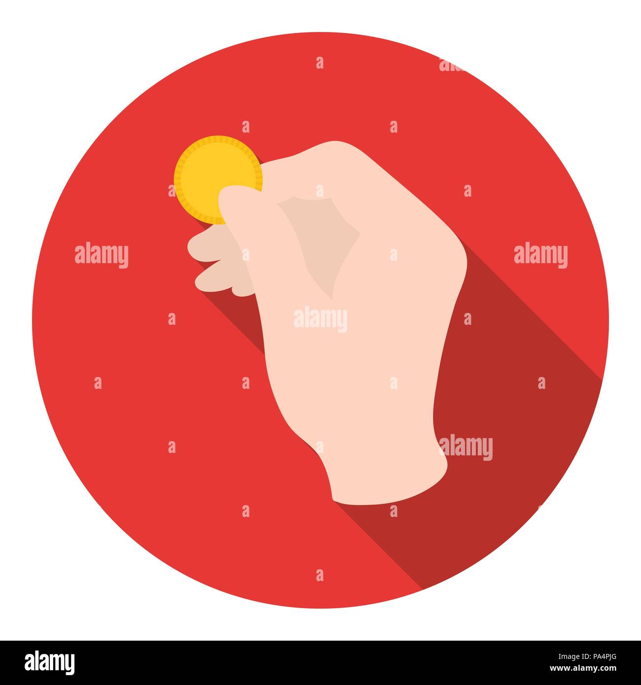 Trick with coin icon in flat style isolated on white background. Black ...