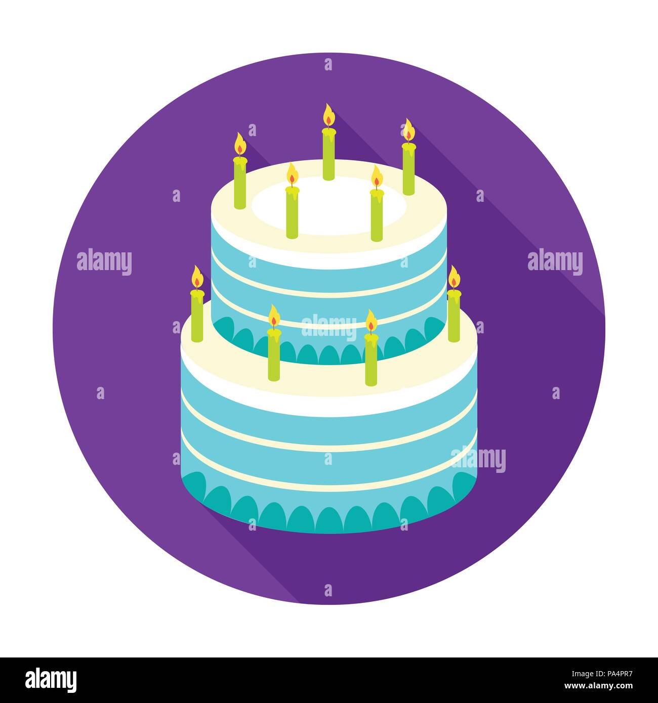Birthday cake icon in flat design isolated on white background. Cakes ...