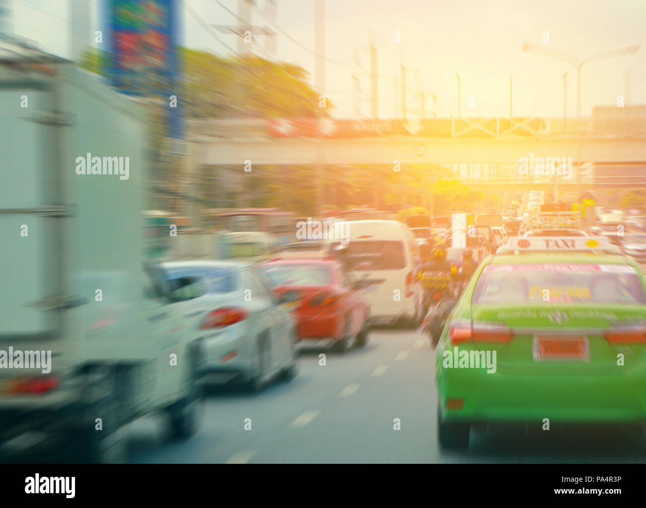 Blurred of a lot of traffic at the road Stock Photo - Alamy