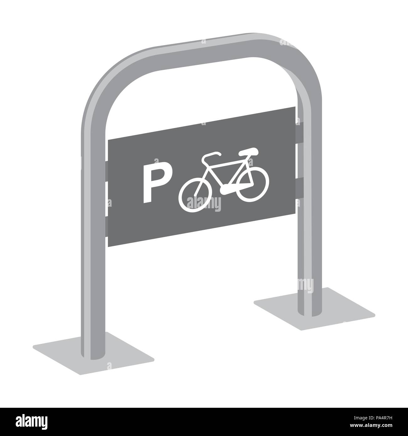 Bicycle parking icon in monochrome design isolated on white background ...