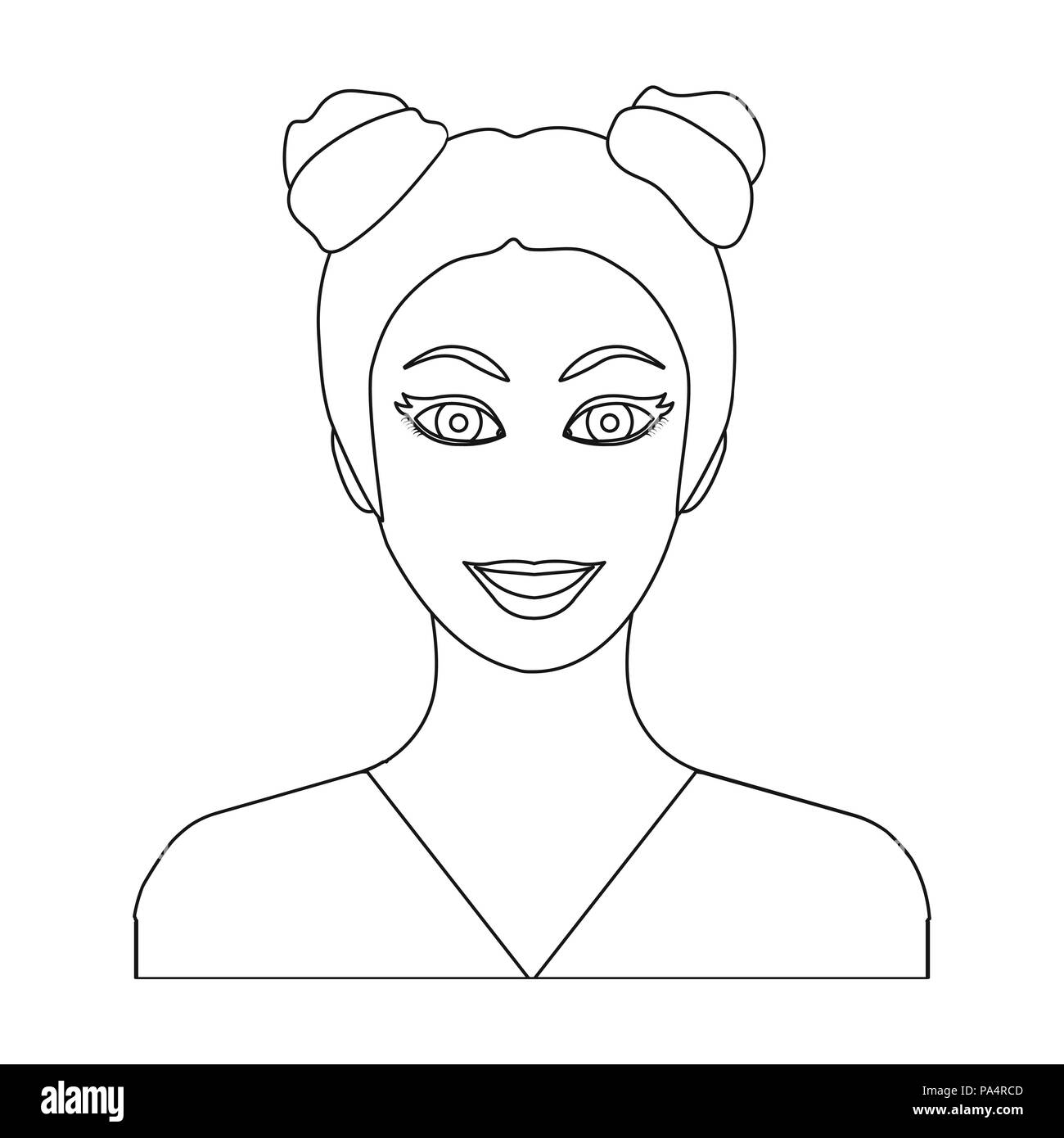 The Face Of A Woman With A Hairdo Face And Appearance Single Icon In Outline Style Vector