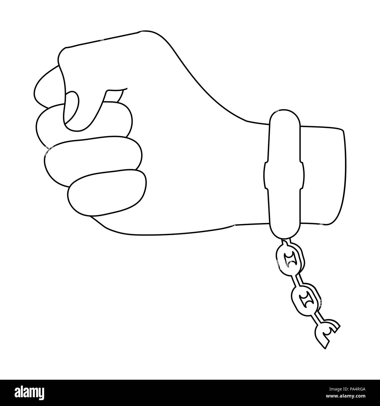 Handcuff on the hand of the criminal, Crime and arrest single icon in ...