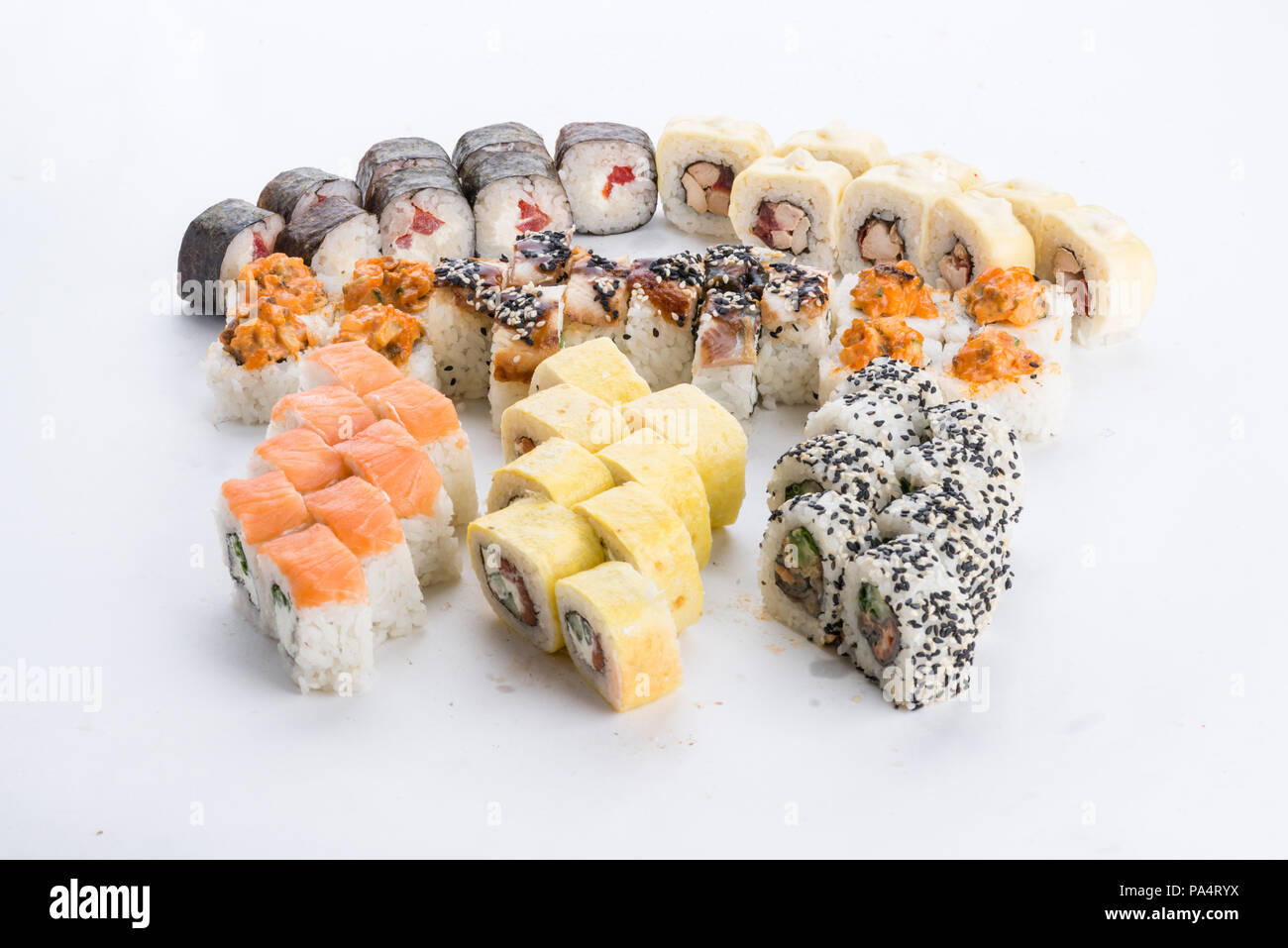 Japanese food restaurant, sushi maki gunkan roll plate or platter set ...
