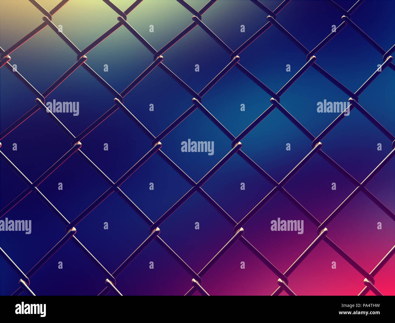 MMA cage chain-link fence lit by spotlight, Mixed martial arts fight ...