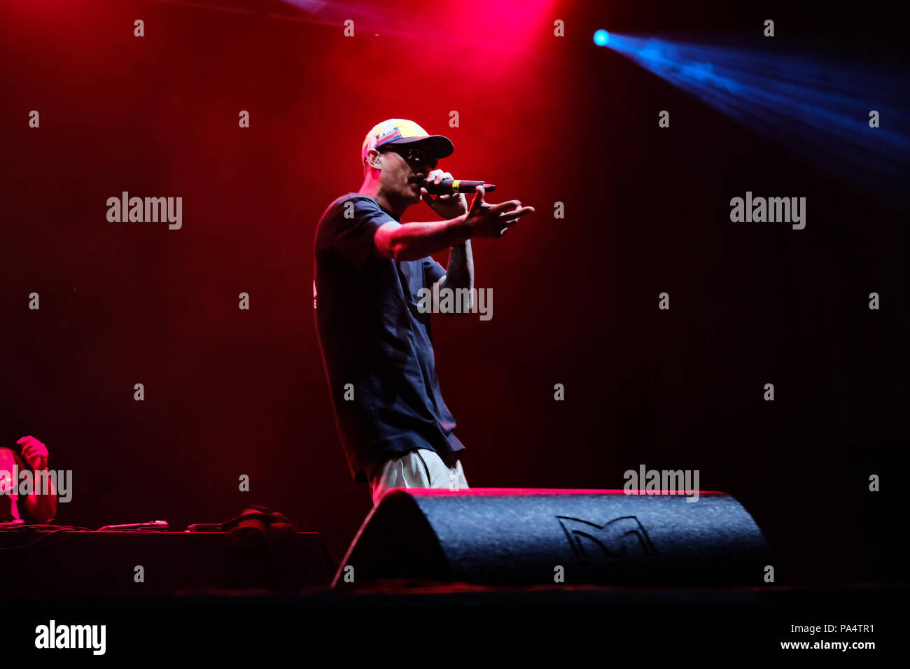 Noyz Narcos Italian rapper, on the stage of the Flowers Festival, a ...