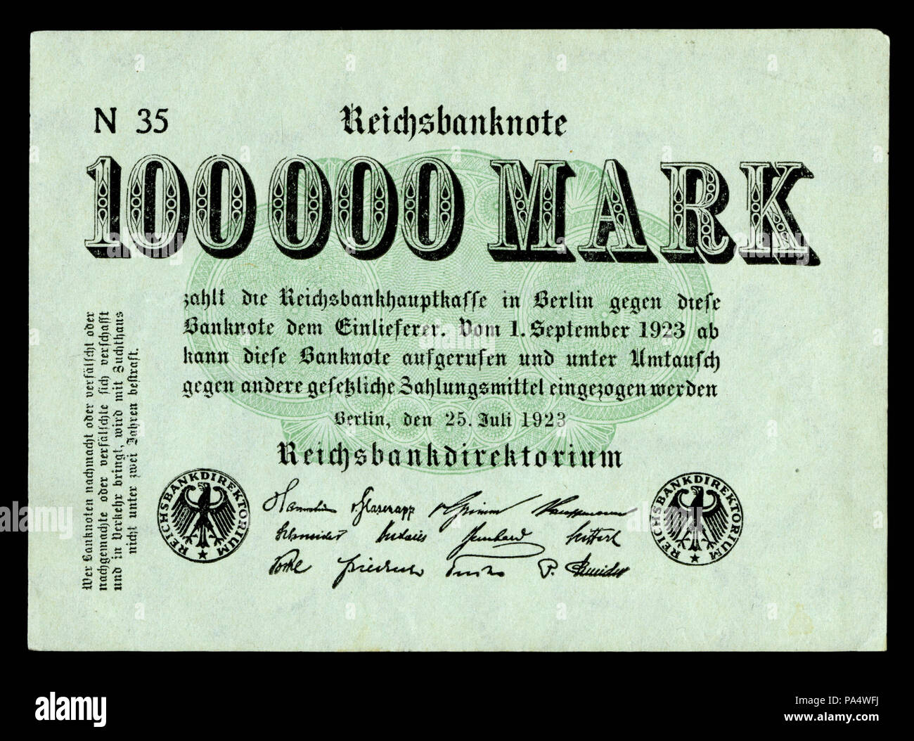 101 GER-91-Reichsbanknote-100000 Mark (1923 Stock Photo - Alamy