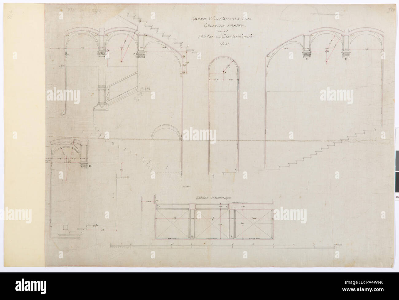 217 Ritning av trappa - Hallwylska museet - 101006 Stock Photo - Alamy