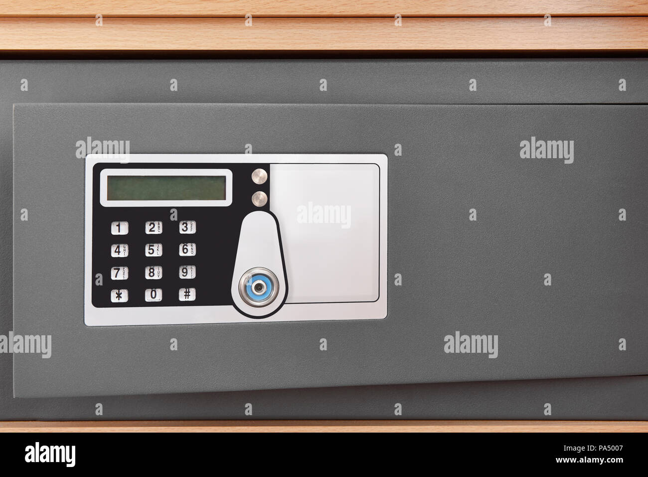 Deposit box with numeric code locker and security camera. Horizontal ...