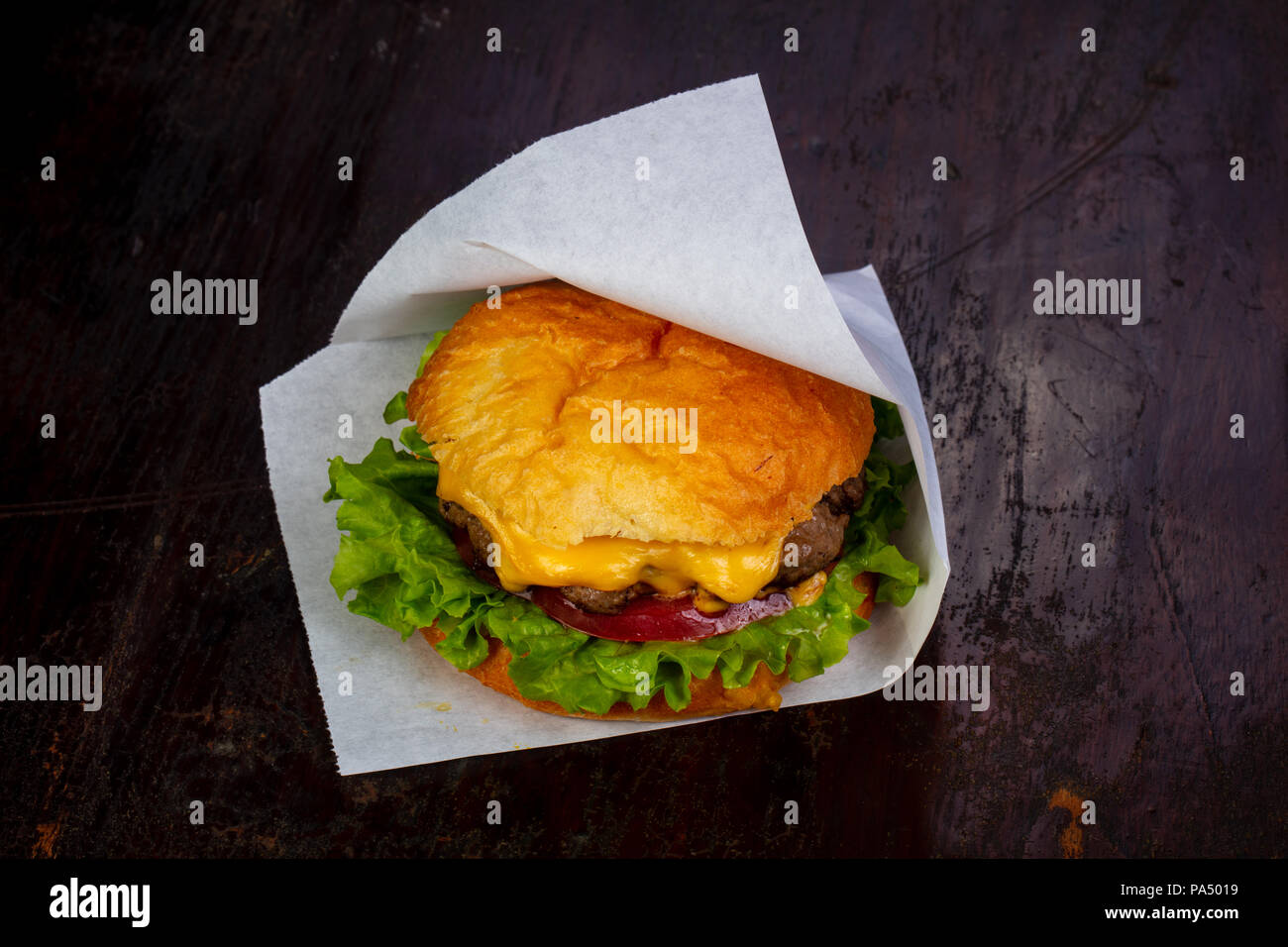 Burger with cutlet and cheese Stock Photo - Alamy