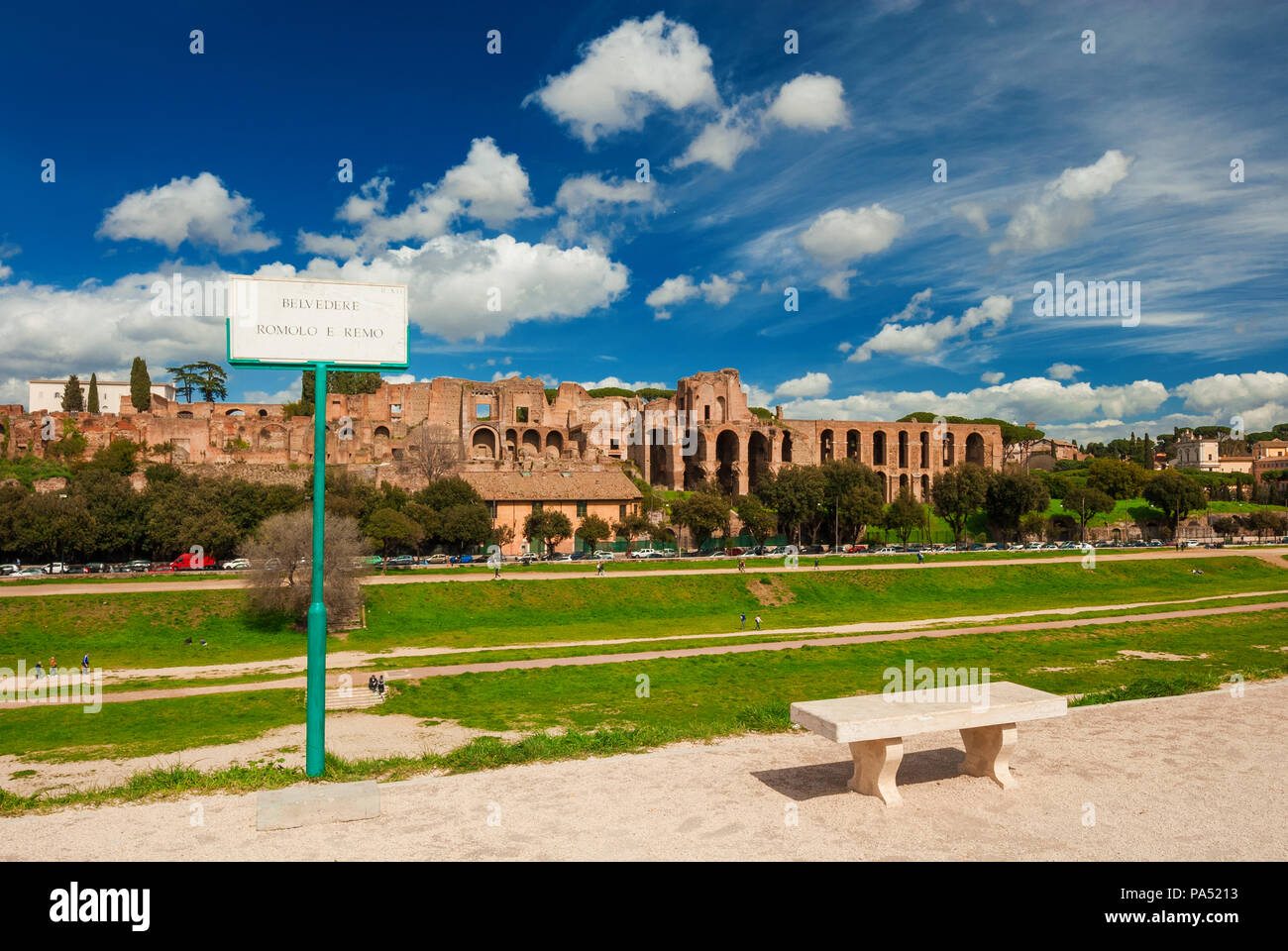 Panoramic view of the Ancient Rome Imperial Palace ruins on Palatine ...