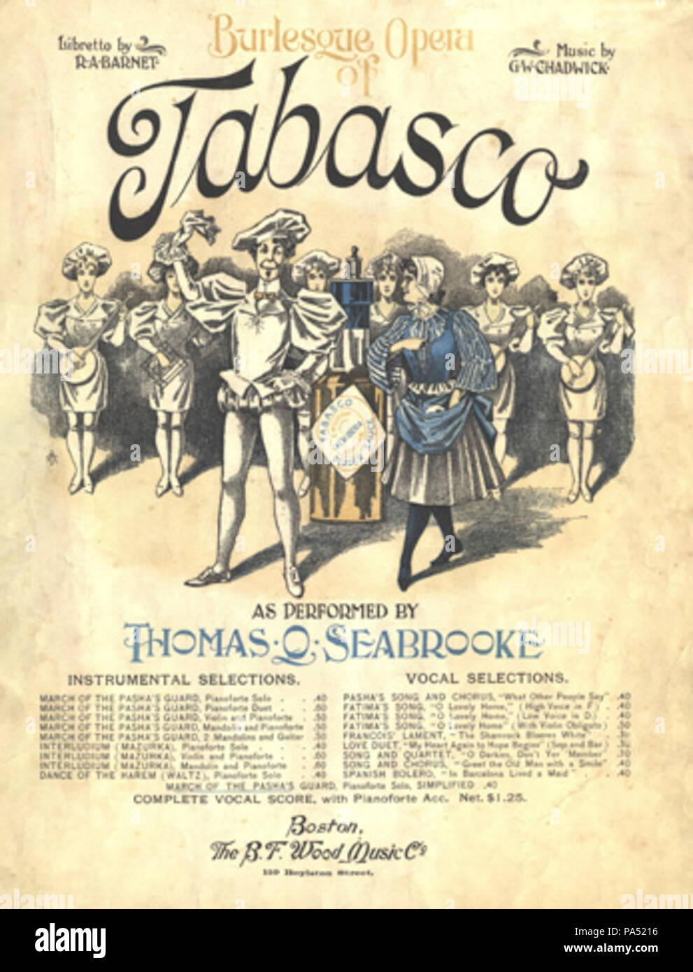 258 Burlesque Opera of Tabasco Sheet Music Cover Art, 1894 Stock Photo ...