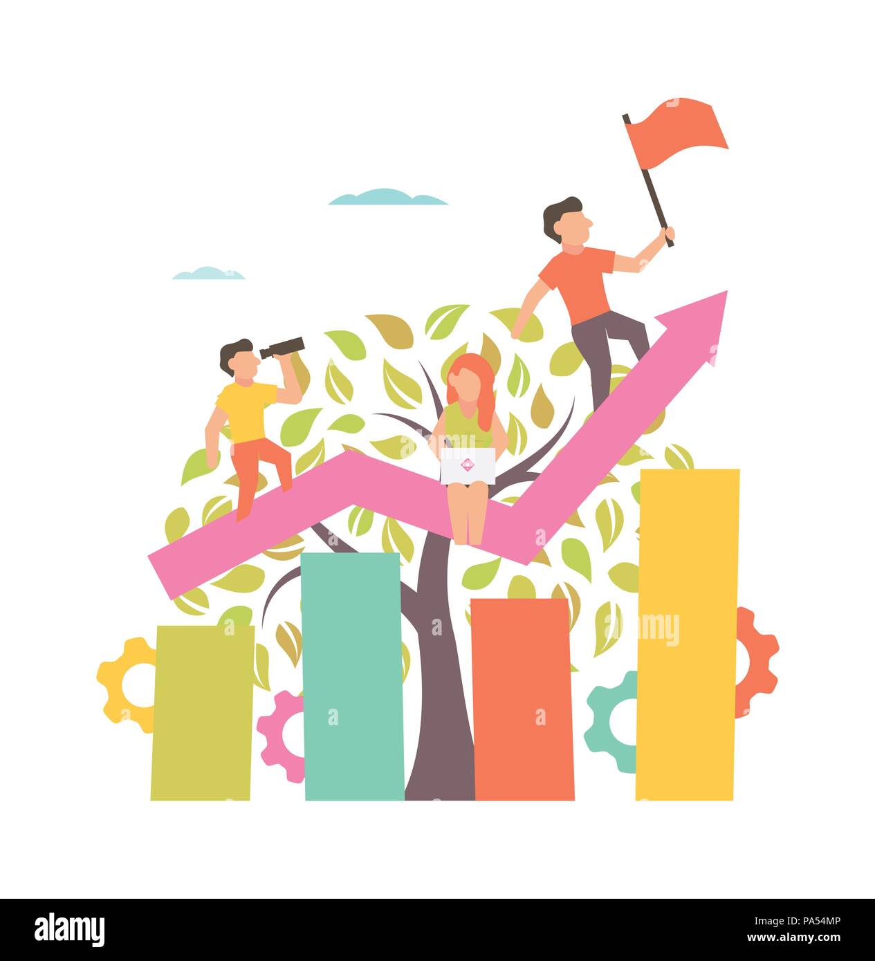 Growing business Illustration with diagram Vector illustration for ...