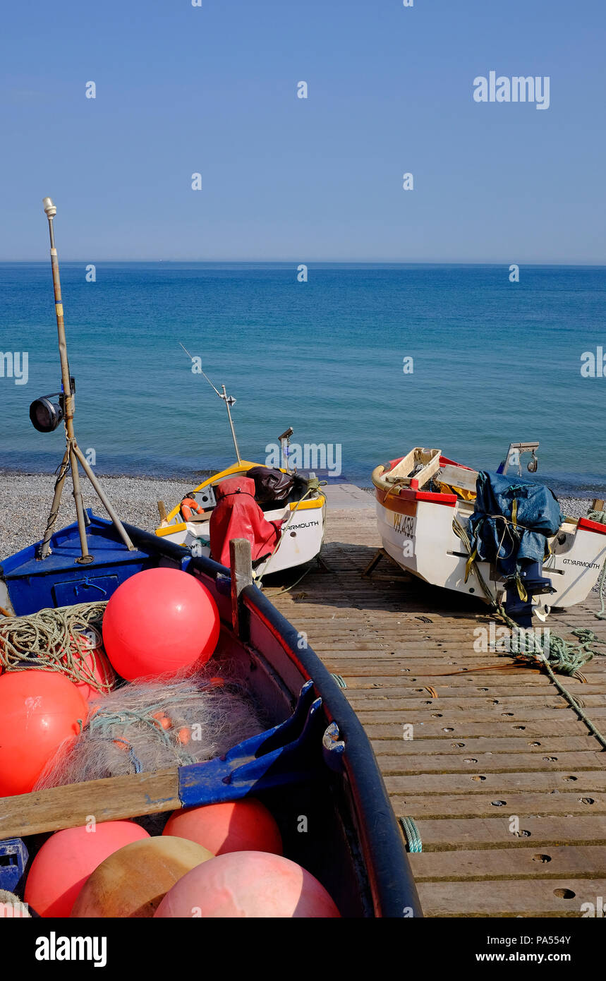 fishing boats at sheringham beach, north norfolk, england Stock Photo ...