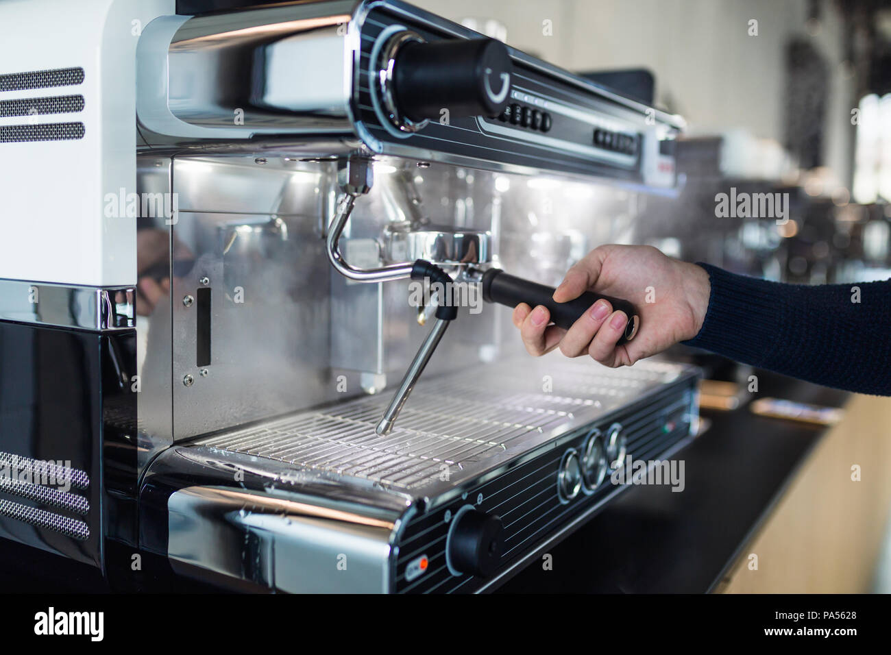 Procedure of making fresh coffee Stock Photo - Alamy