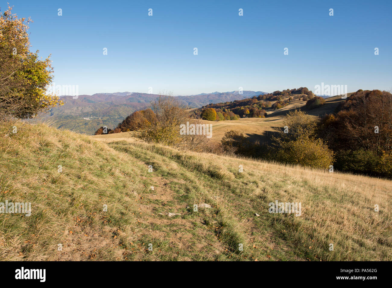autumn landscape on the mountains of Genoa in Liguria in Italy Stock ...