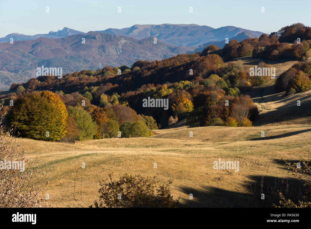 autumn landscape on the mountains of Genoa in Liguria in Italy Stock ...