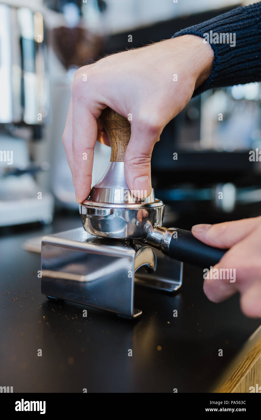 Procedure of making fresh coffee Stock Photo - Alamy