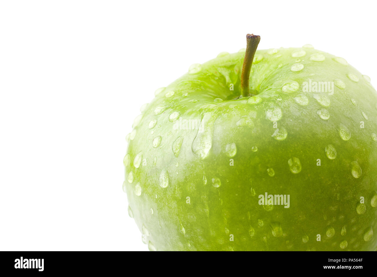 Green juicy shiny apple on white background, isolated, high qual Stock ...