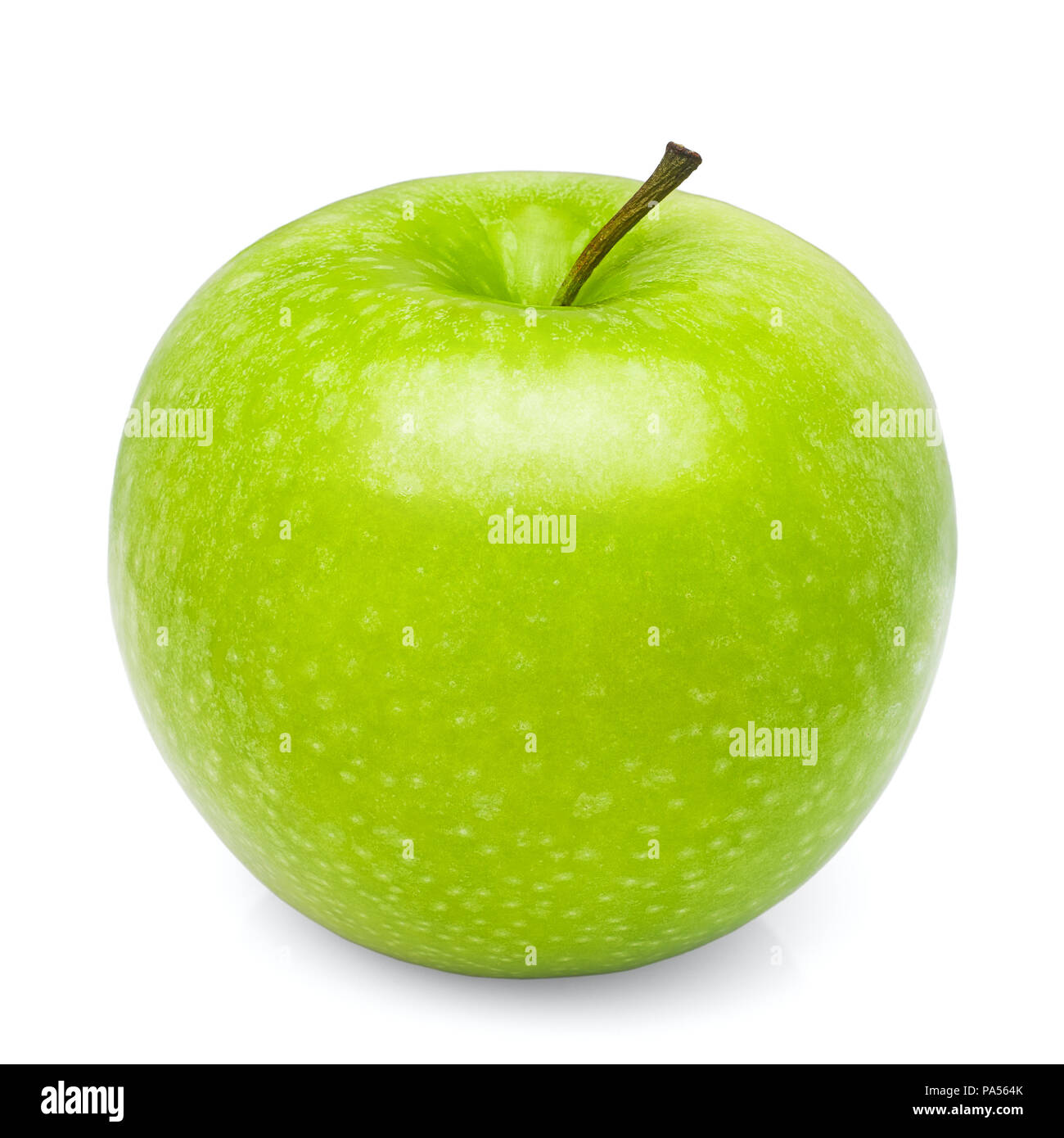 Green juicy shiny apple on white background, isolated, high qual Stock ...