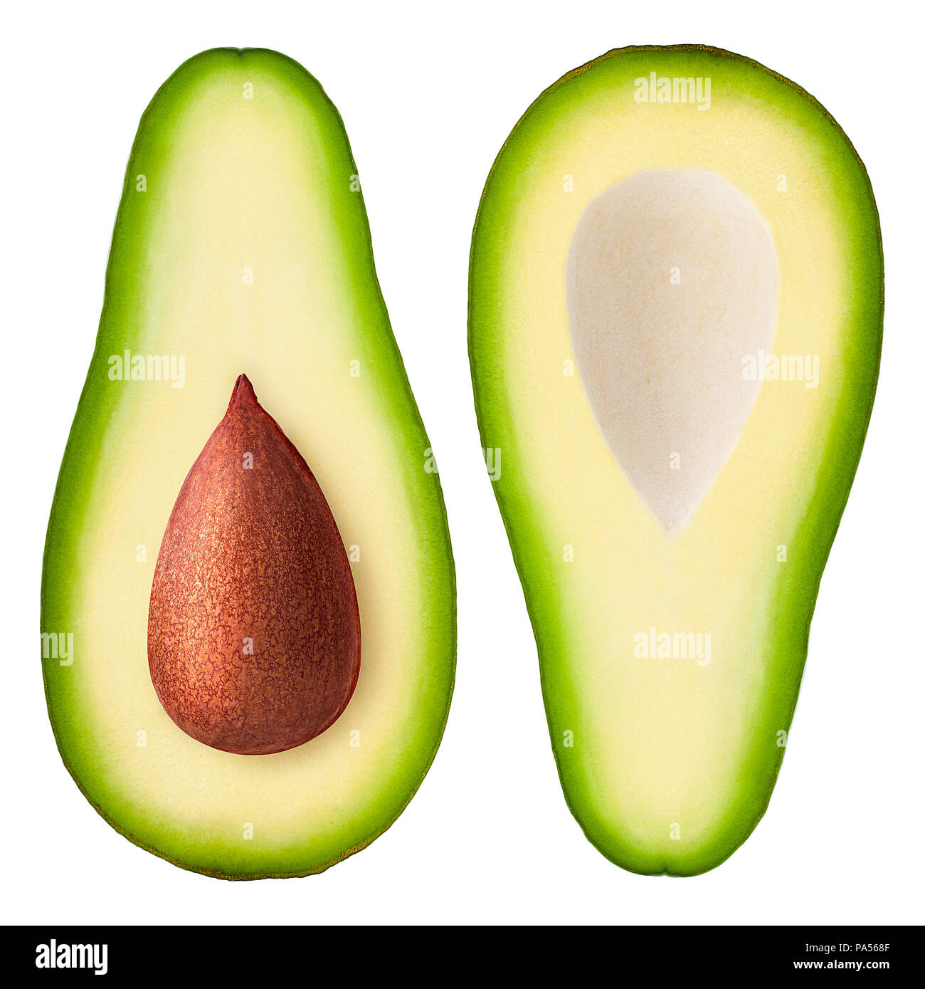 avocado cut in half, seed, clipping path, isolated on white back Stock ...