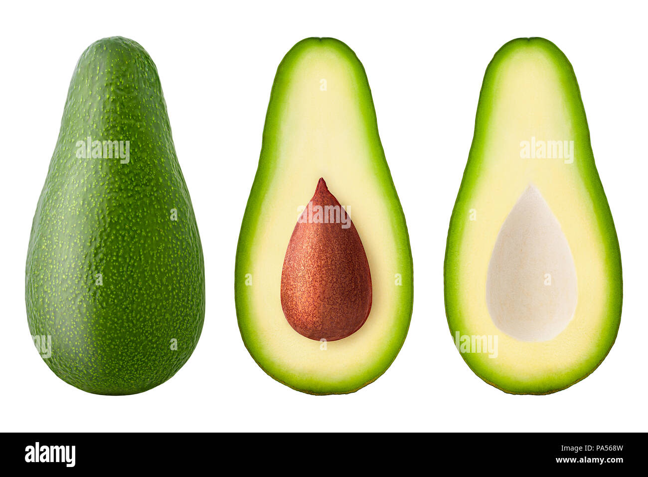 avocado cut in half, seed, clipping path, isolated on white back Stock ...