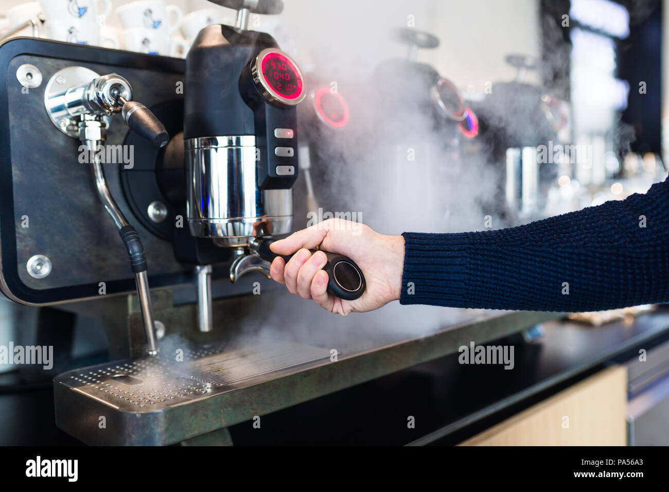 Close up making coffee espresso hi-res stock photography and images - Alamy