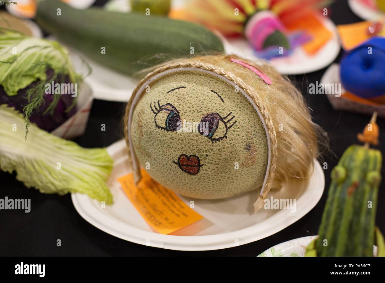 A cantaloupe in the Kids Veggie and Fruit Dress Up Contest, at the Lane ...