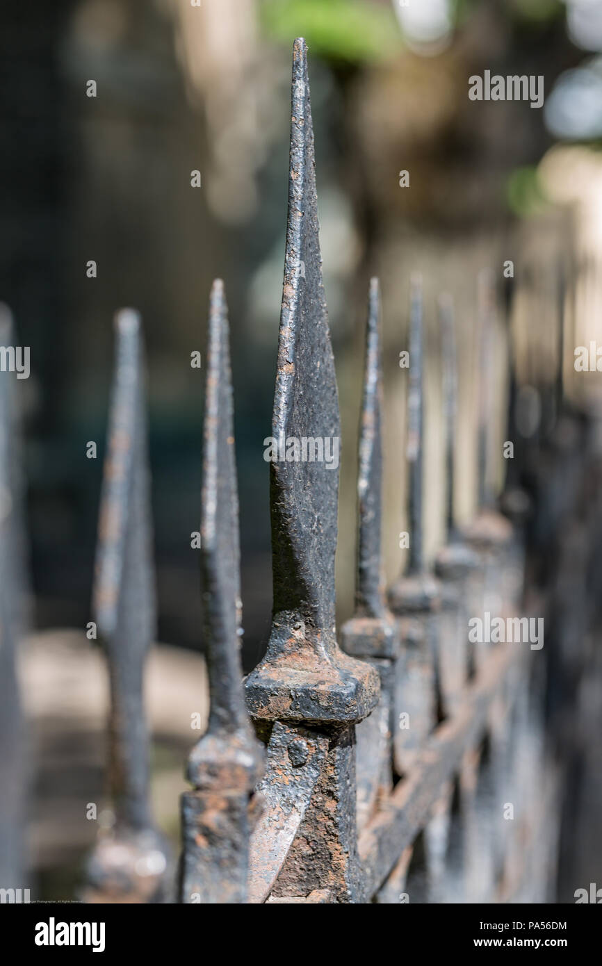 Close-Up Of Ancient Metal Fence Stock Photo - Alamy