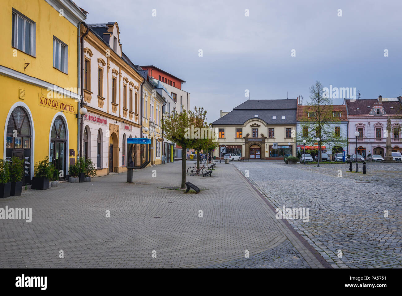 Houses on the Marian Square in Uherske Hradiste city in Zlin Region ...