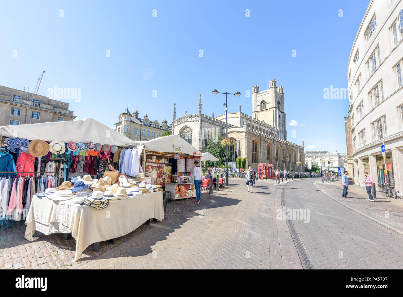 Stalls on th market square in front of the university church of St Mary ...
