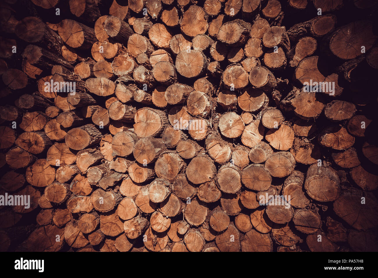 pile of wooden sawn logs for background Stock Photo - Alamy