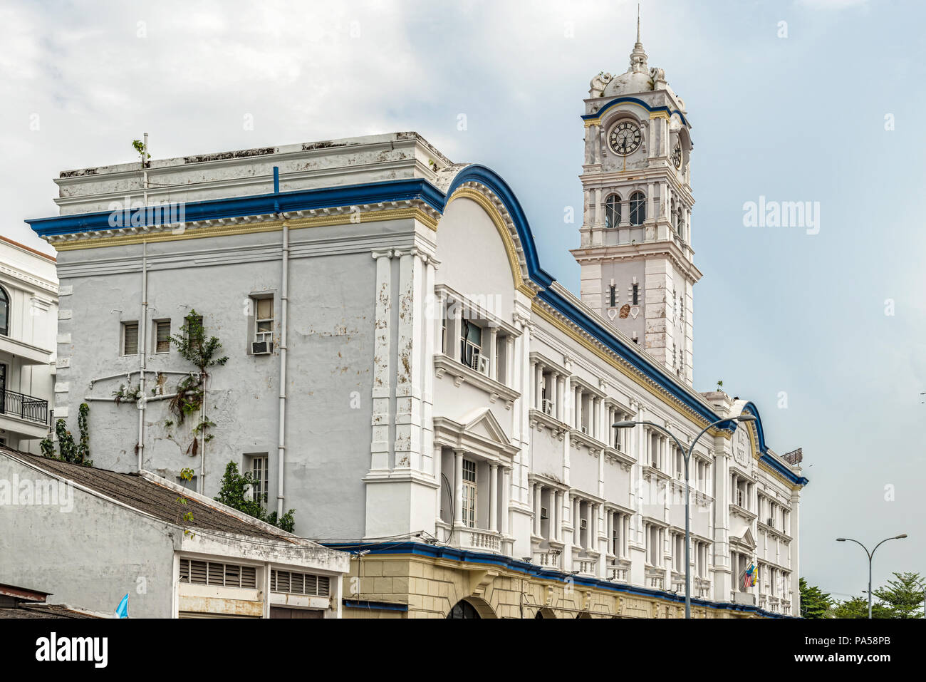 Colonial building and Jubilee Clock Tower, in Penang, Malaysia. Built ...