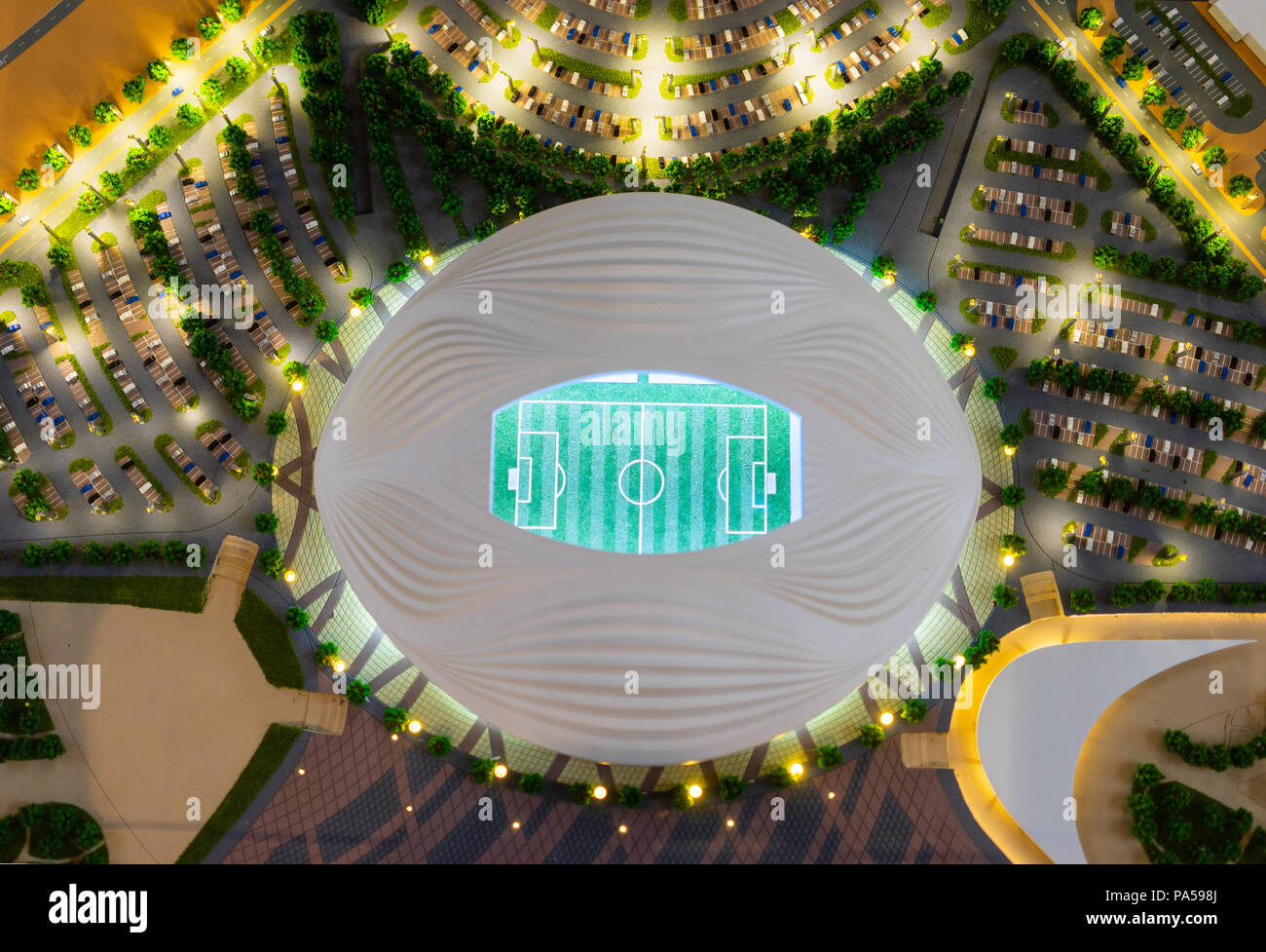 July 7, 2018, Moscow, Russia The mock-up of the Al Wakrah Stadium at ...