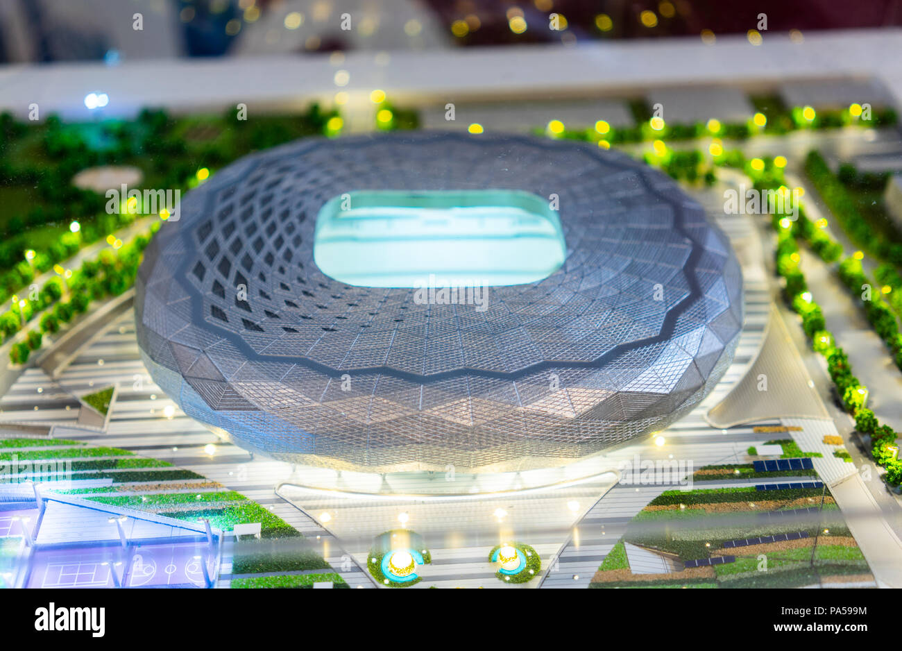 July 7, 2018, Moscow, Russia The mock-up of the Qatar Foundation ...