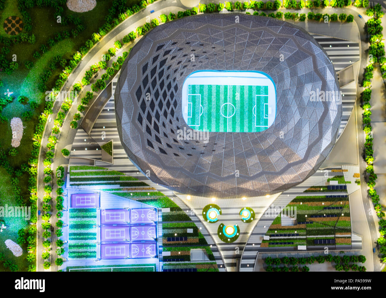 July 7, 2018, Moscow, Russia The mock-up of the Qatar Foundation ...