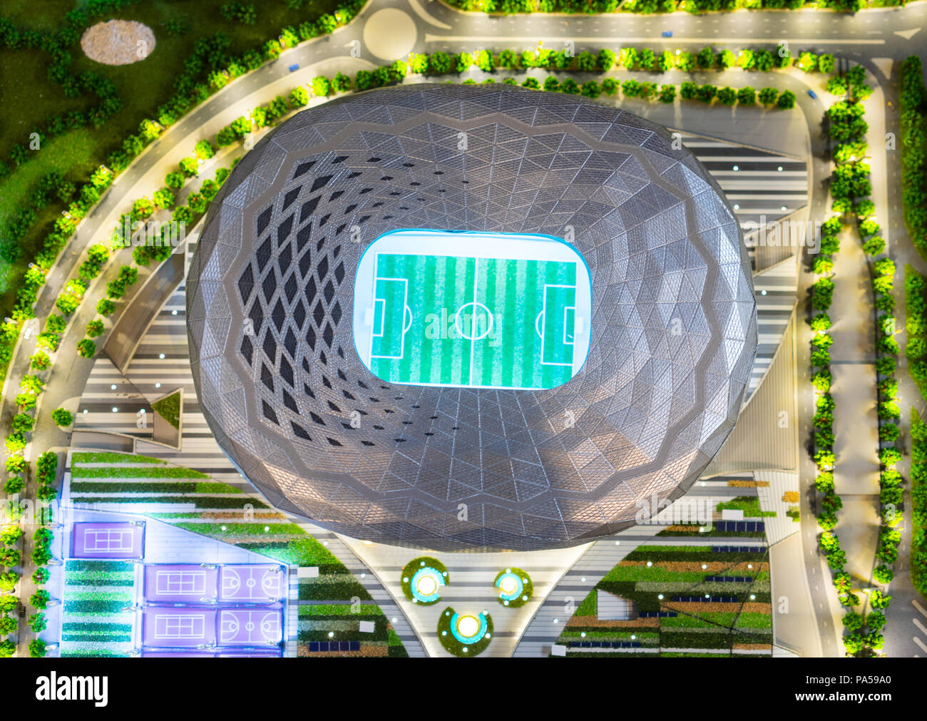 July 7, 2018, Moscow, Russia The mock-up of the Qatar Foundation ...