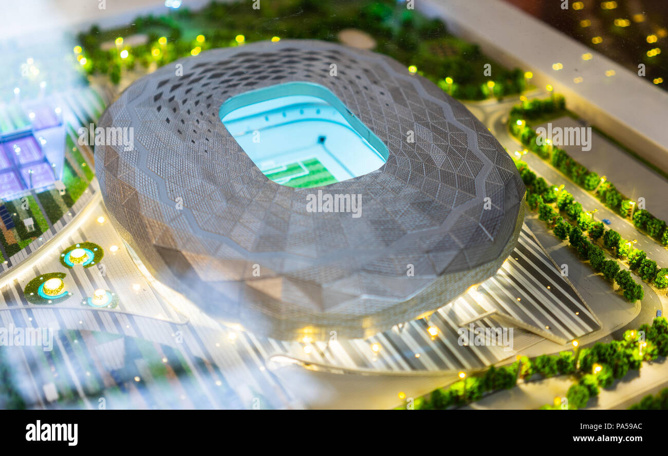 July 7, 2018, Moscow, Russia The mock-up of the Qatar Foundation ...
