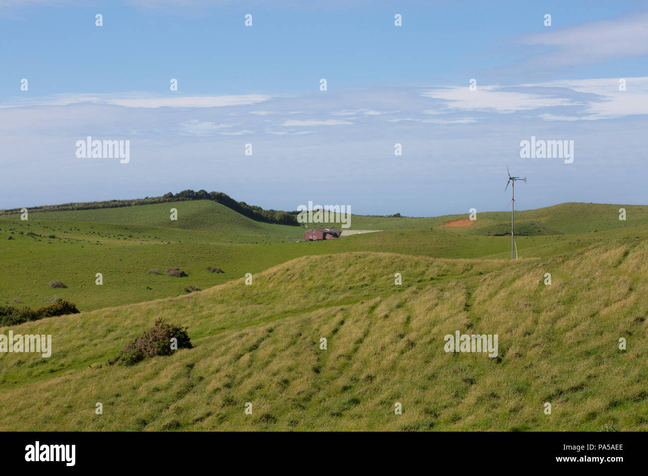 Rolling green hills on Pitt Island, Chatham Islands Stock Photo - Alamy