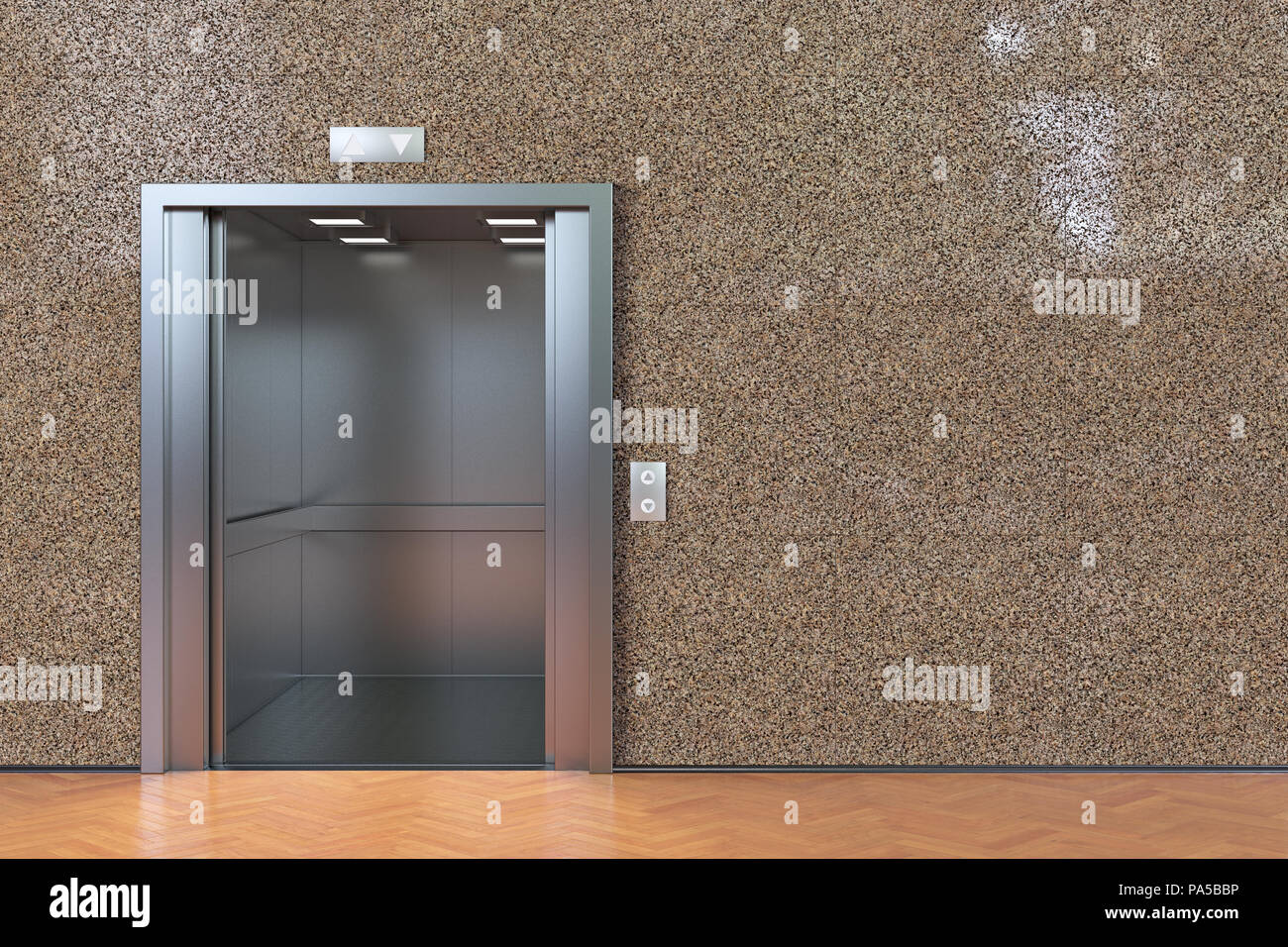 Empty elevator cabin with open doors mock up. 3d illustration Stock ...