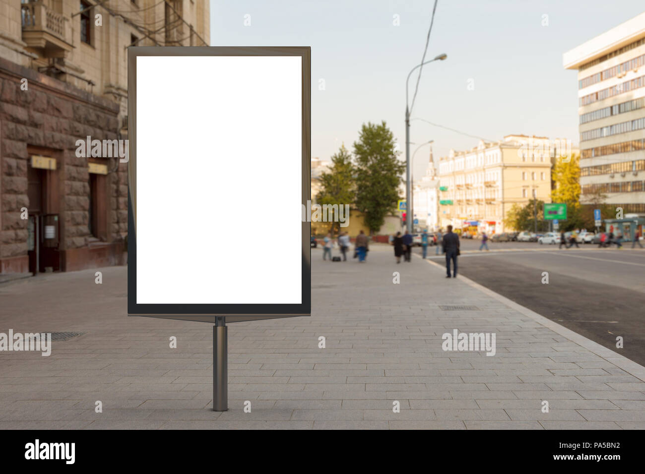 Blank street billboard poster stand on city background. 3d illustration ...