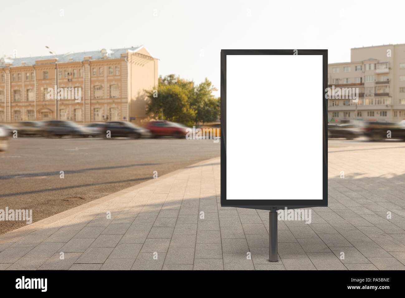 Blank street billboard poster stand on city background. 3d illustration ...