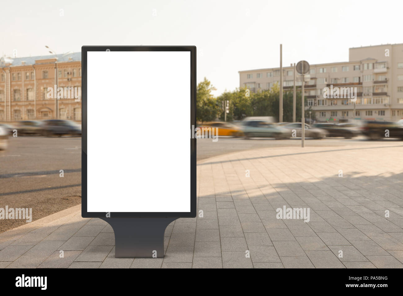 Blank street billboard poster stand on city background. 3d illustration ...
